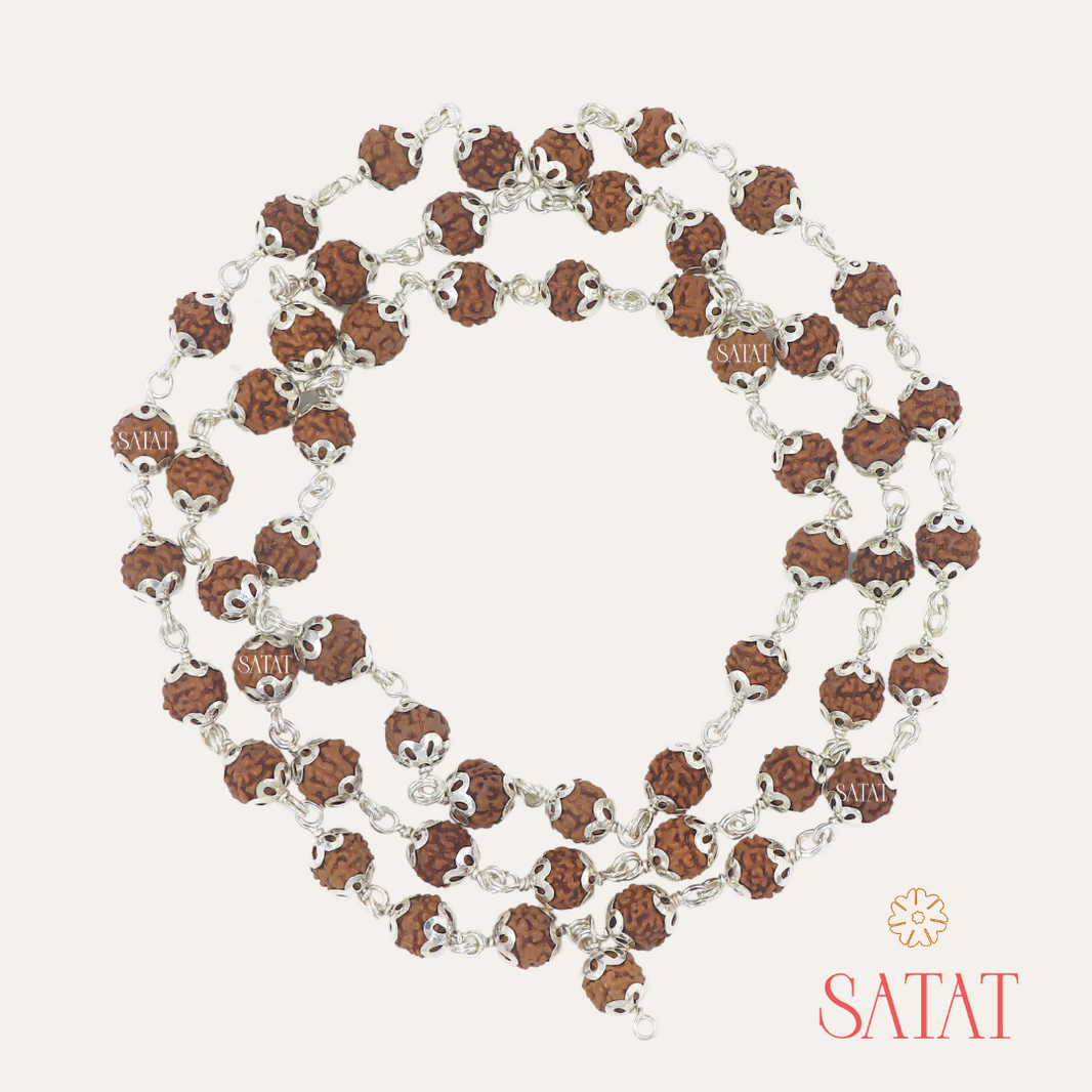 Pure Silver Cap Rudraksha | Chandi Cap Rudraksha Locket & Mala | Satat ...